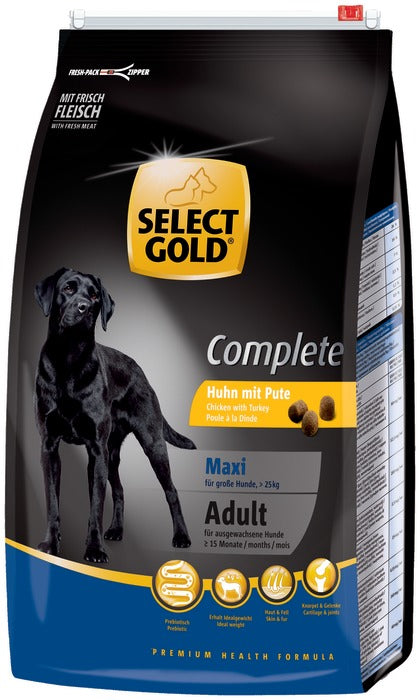 Køb SELECT GOLD Adult Complete Maxi kylling & kalkun 4 kg her– Maxi Zoo ...