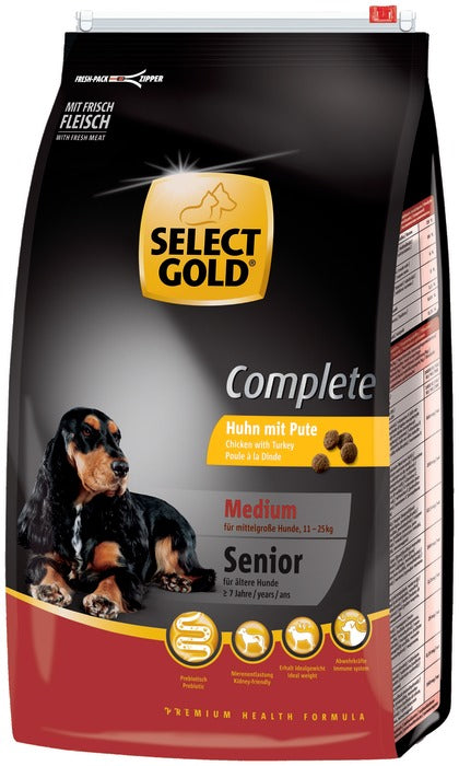 Køb SELECT GOLD Senior Complete Medium kylling & kalkun 4 kg her– Maxi ...