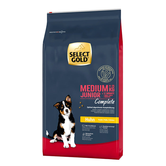 Køb SELECT GOLD Junior Complete Medium kylling & kalkun 12 kg her– Maxi ...