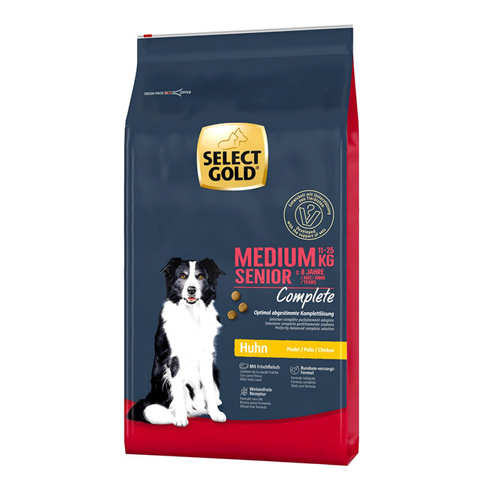 Køb SELECT GOLD Senior Complete Medium kylling & kalkun 12 kg her– Maxi ...