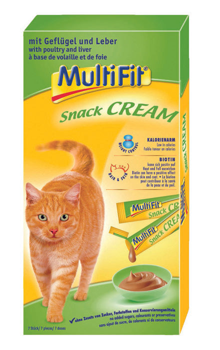 Køb MULTIFIT Snack Cream fjerkræ & lever 7x15 g her– Maxi Zoo Danmark