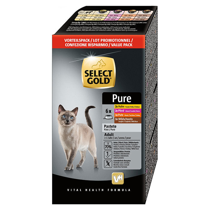 Køb SELECT GOLD Adult Pure, menuboks cup 3 varianter 6 x 85 g her– Maxi ...