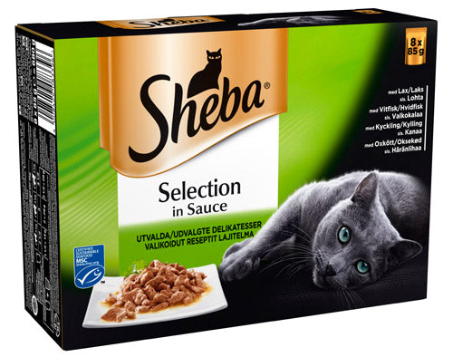 Køb SHEBA Adult Selection Sauce menu pou 4 varianter 8x85 g her– Maxi ...