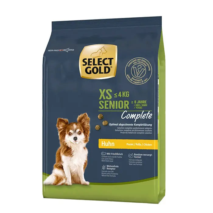 Køb SELECT GOLD Senior Complete X-Small kylling 1 kg her– Maxi Zoo Danmark