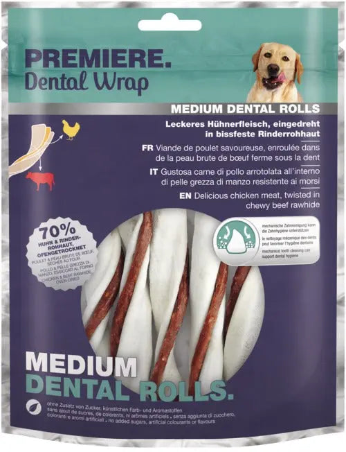 Køb PREMIERE Medium Dental Rolls 5 stk her– Maxi Zoo Danmark